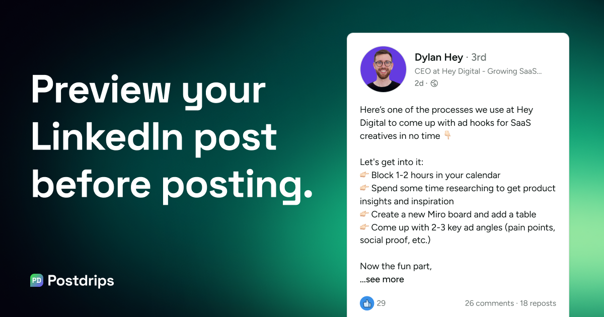 LinkedIn Post Preview | Postdrips